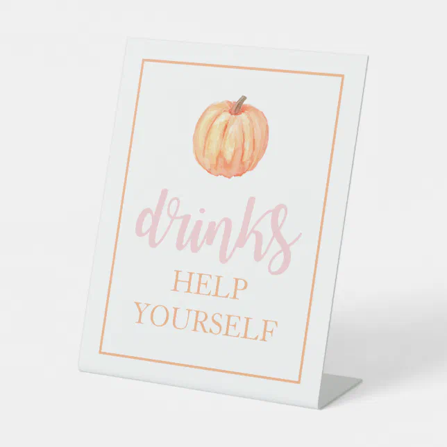 Little Pumpkin Pastel Pink Fall Birthday Drinks Pe Pedestal Sign | Zazzle
