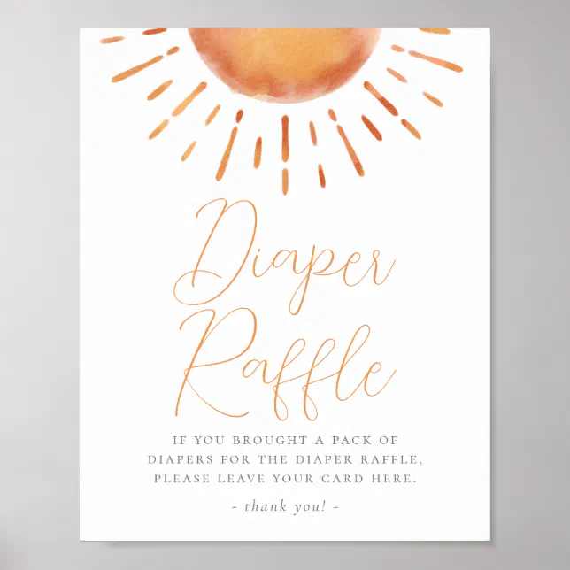 Little Ray of Sunshine Baby Shower Diaper Raffle Poster | Zazzle
