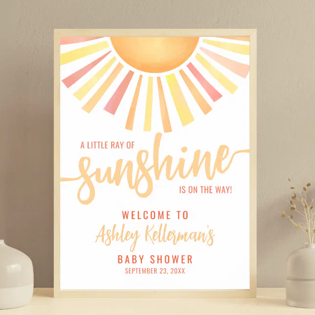 Little Ray Of Sunshine Baby Shower Welcome Sign | Zazzle