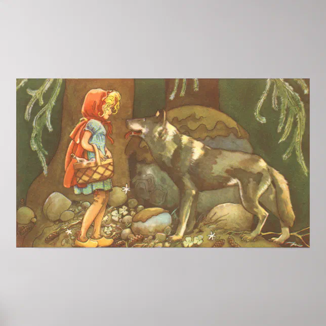 Little Red Riding Hood, Vintage Fairy Tale Poster | Zazzle