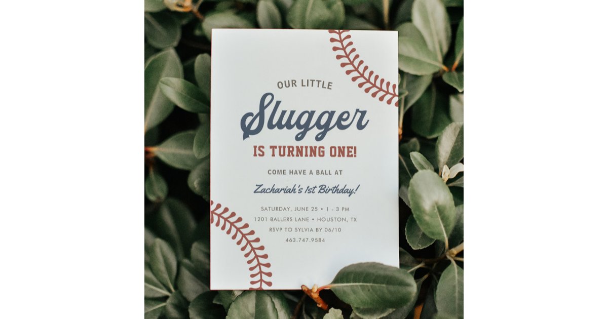Little Slugger Baseball Boys 1st Birthday Party Invitation | Zazzle