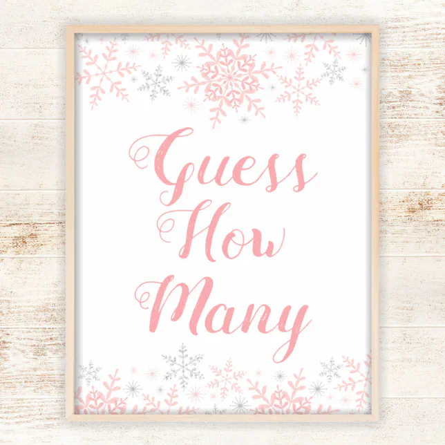 Little Snowflake Baby Shower Guess How Many Game Poster | Zazzle