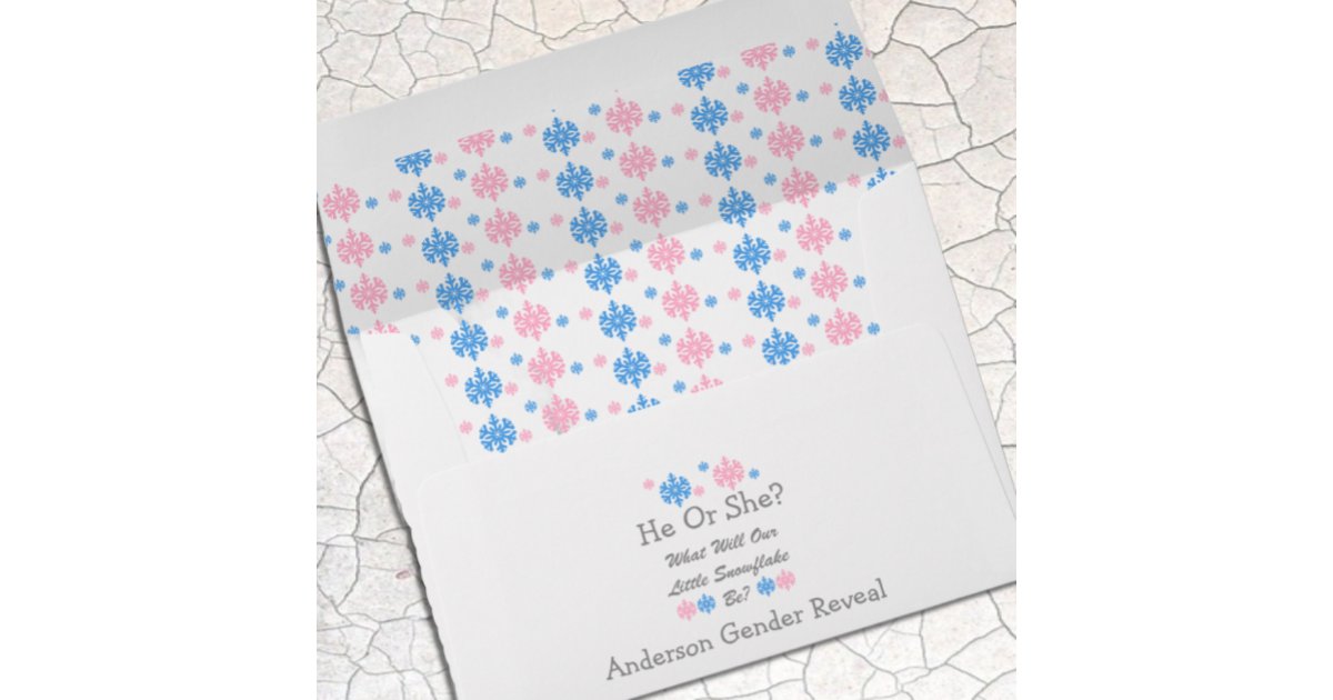 Little Snowflake Gender Reveal Envelope | Zazzle