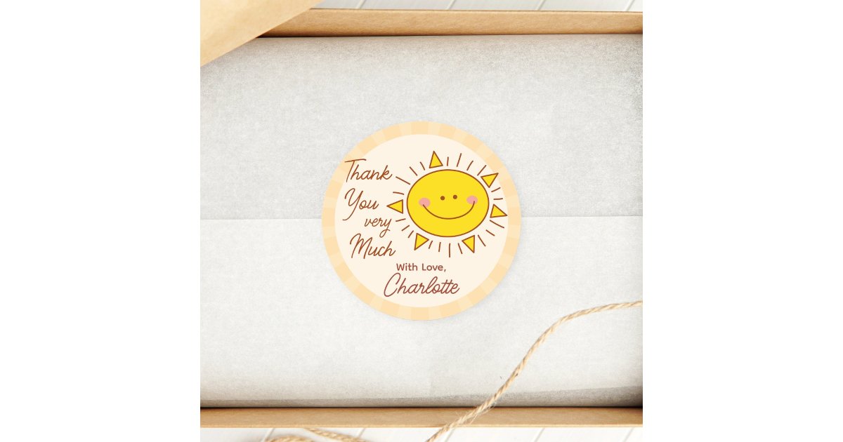 Little Sunshine Baby Shower Thank You Very Much Classic Round Sticker ...