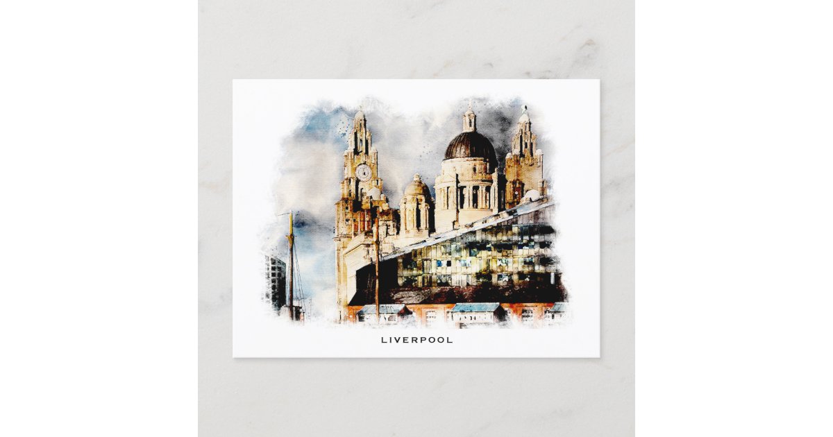 Liverpool Postcard in watercolour design | Zazzle