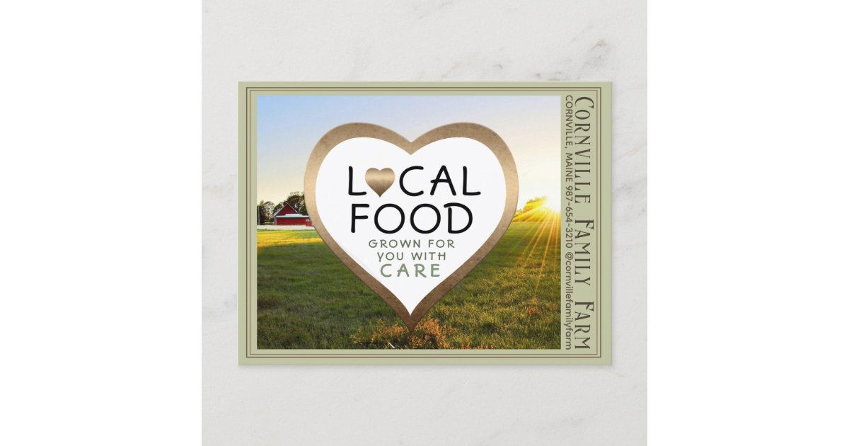 Local Food Custom Farm Logo with Heart Postcard | Zazzle
