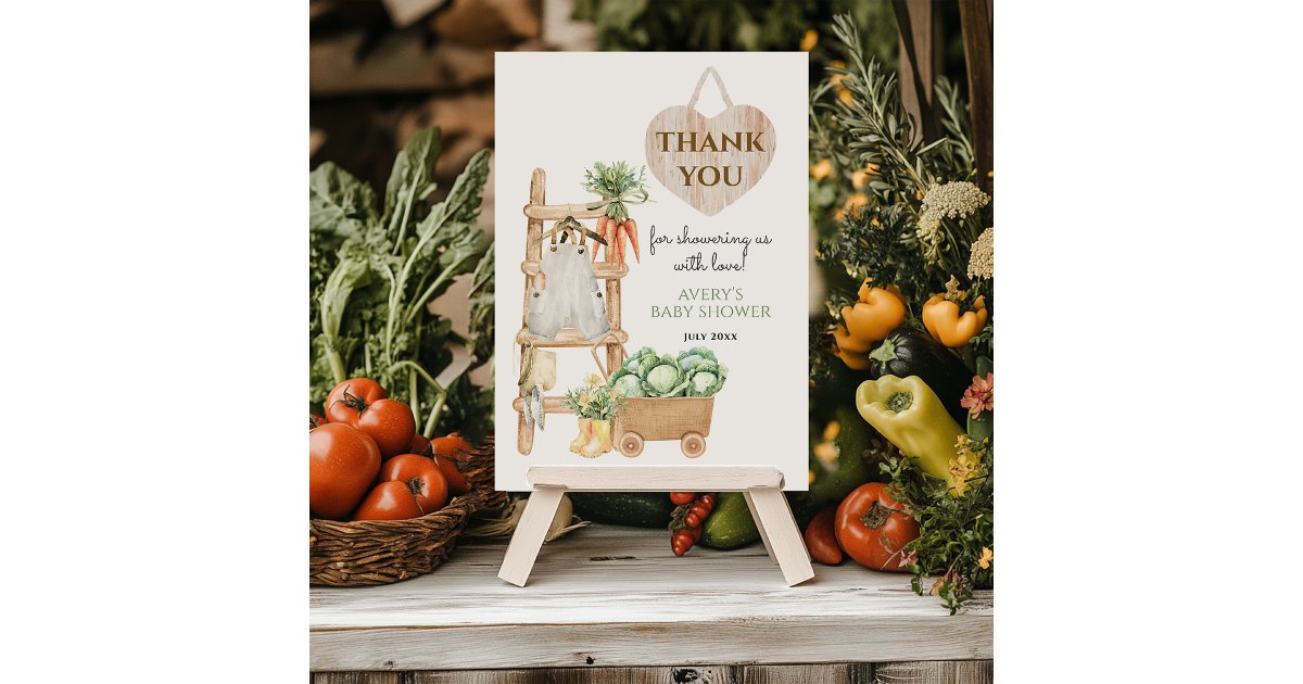 Locally Grown Farm Rustic Baby Shower Thanks Thank You Card | Zazzle