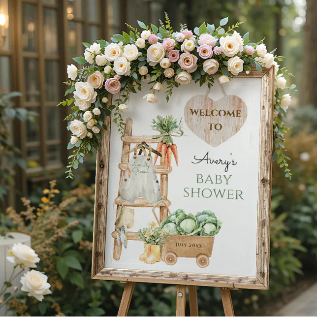 Locally Grown Farm Rustic Baby Shower Welcome Poster | Zazzle