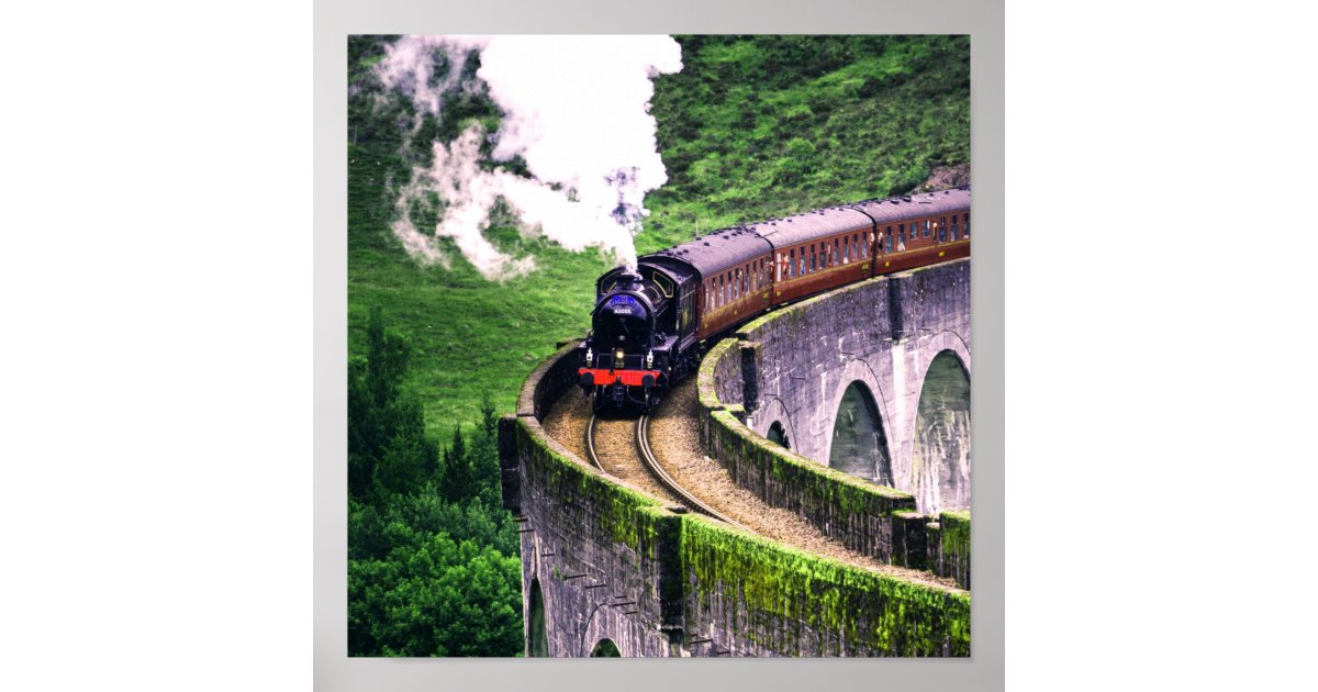 Locomotive Train on Bridge Poster | Zazzle