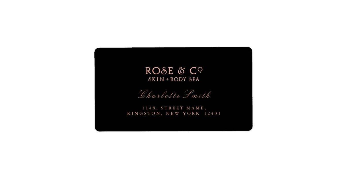 Logo Black Pink Rose Gold Return Address Labels | Zazzle