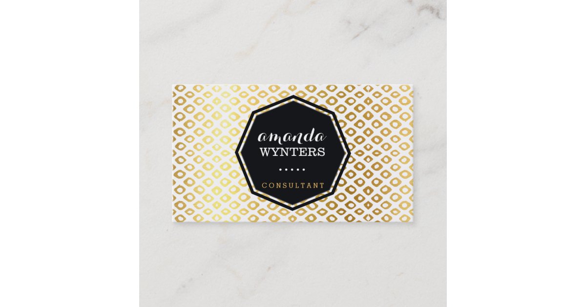 LOGO cool rustic pattern gold foil emblem octagon Business Card | Zazzle