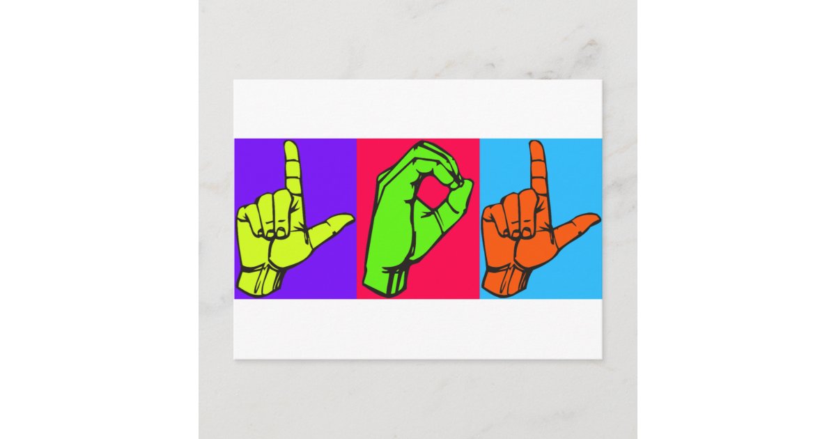 LOL ASL Sign Language Design #2 Postcard | Zazzle