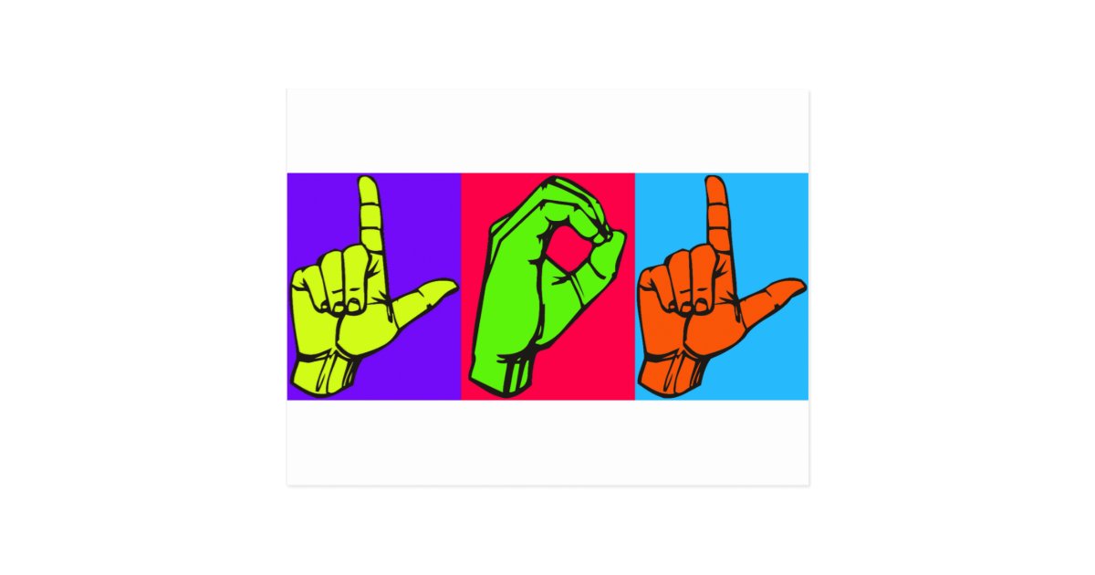 LOL ASL Sign Language Design #2 Postcard | Zazzle.co.uk
