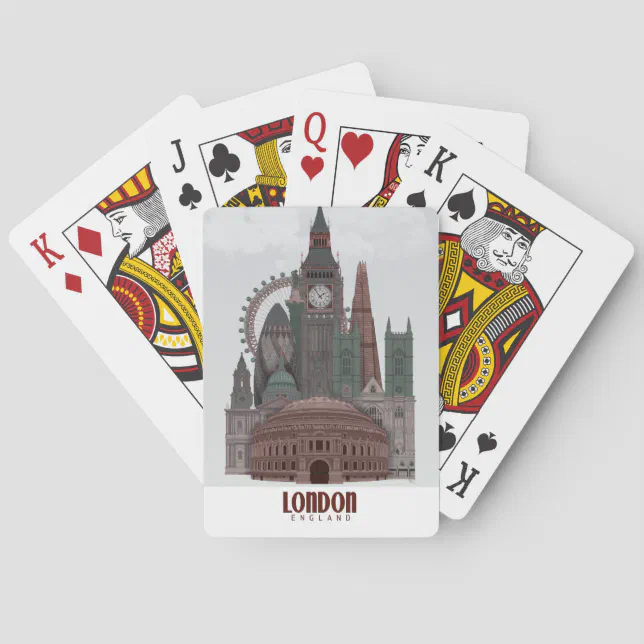 London in Clouds Red and Green Playing Cards | Zazzle