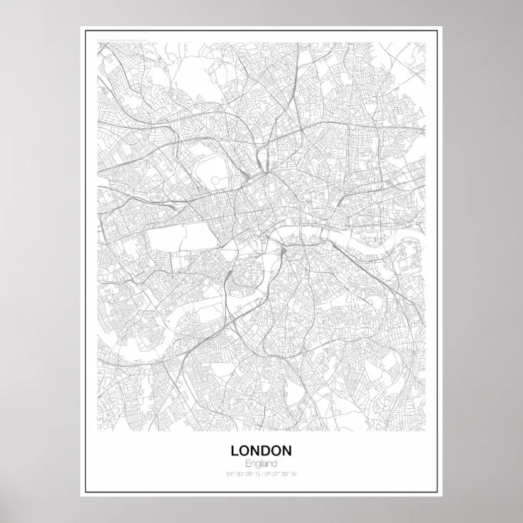 London Minimalist Map Poster (Style 2) | Zazzle
