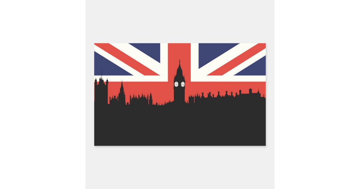 London Skyline | The British Flag Rectangular Sticker | Zazzle