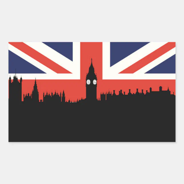 London Skyline | The British Flag Rectangular Sticker | Zazzle