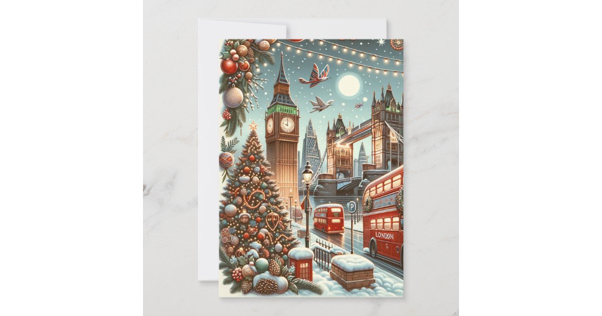London's Festive Splendour - Vibrant Christmas Car Holiday Card | Zazzle