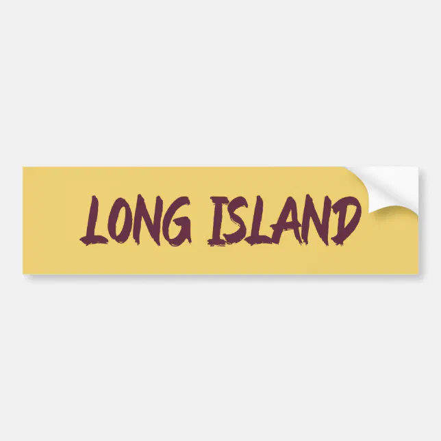 Long Island Text Base Design on Yellow Background Bumper Sticker | Zazzle