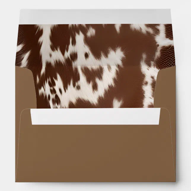 Longhorn Western Cowhide Wedding Invite Envelope | Zazzle