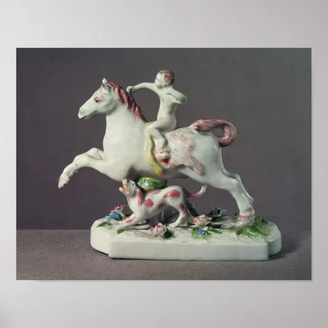 Longton Hall figure of Cupid riding a horse Poster | Zazzle