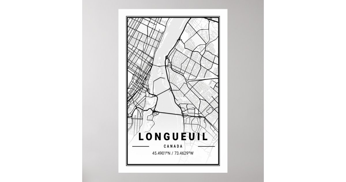 Longueuil Quebec Canada Travel City Map Poster | Zazzle
