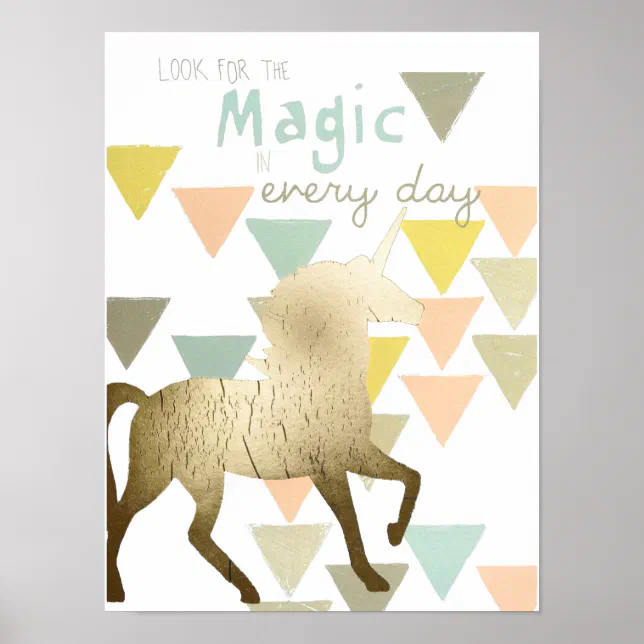 Look for the Magic Everyday Gold Unicorn Poster | Zazzle