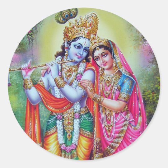 Lord Krishna & Radha Classic Round Sticker | Zazzle.co.uk