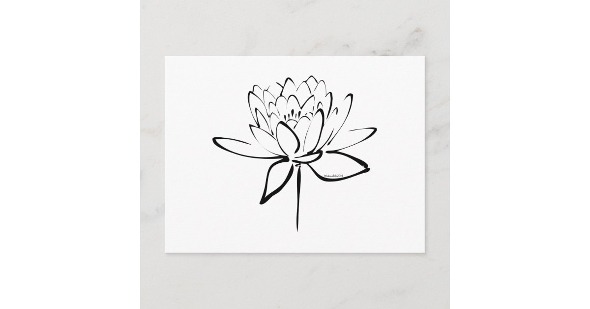 Lotus Calligraphy (Black) Postcard | Zazzle