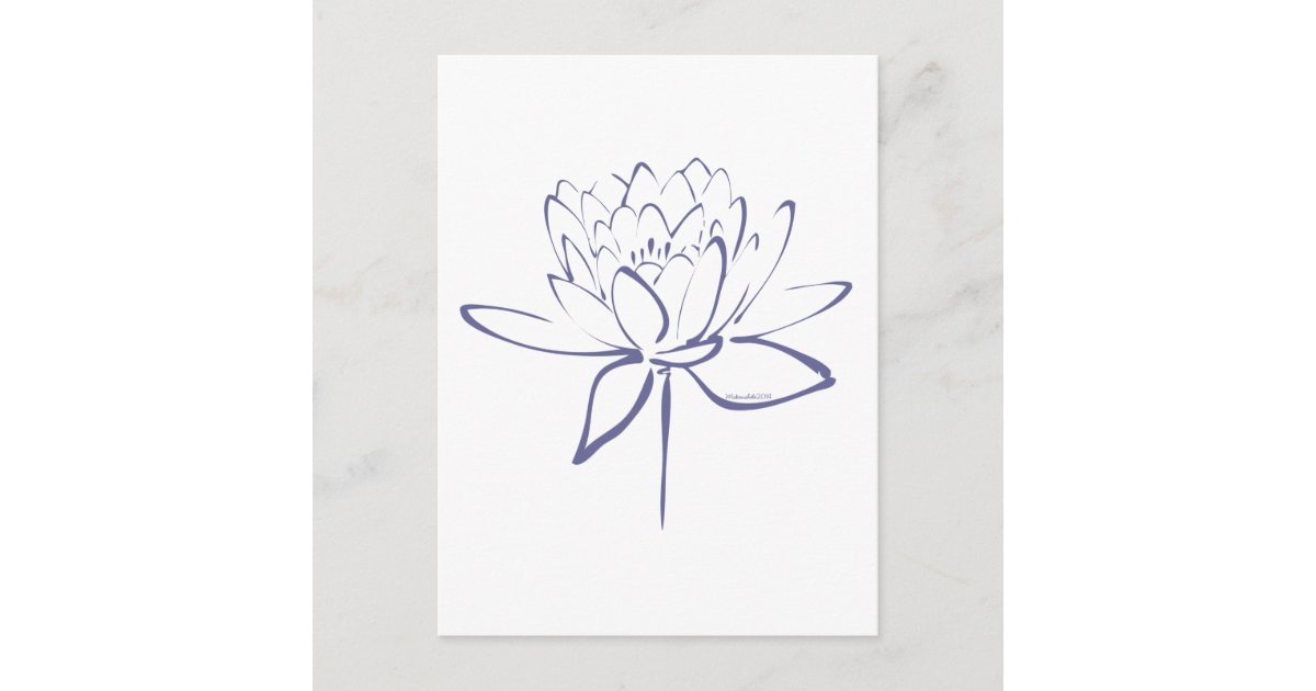 Lotus Calligraphy (Blue) Postcard | Zazzle