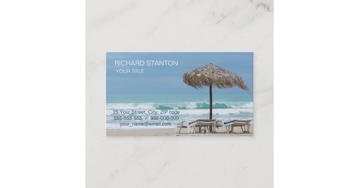 Lounges on the beach business card | Zazzle