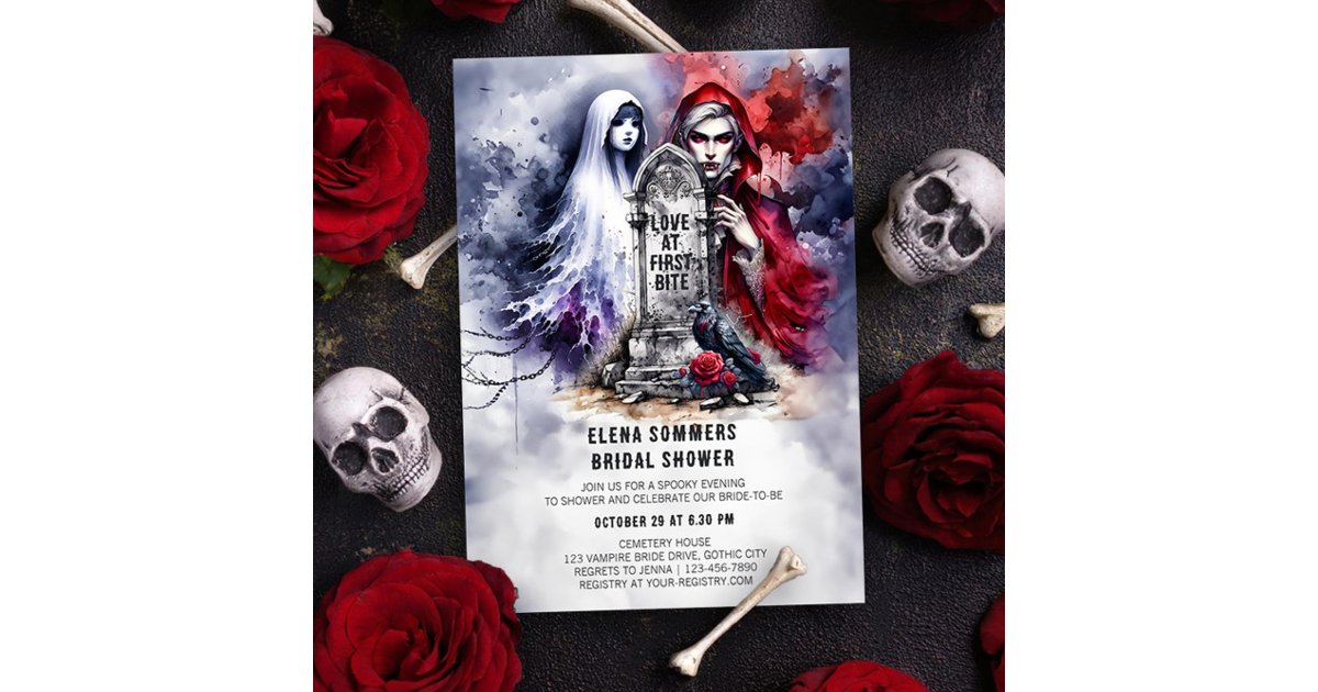 Love at First Bite Vampire Bride Bridal Shower Invitation | Zazzle