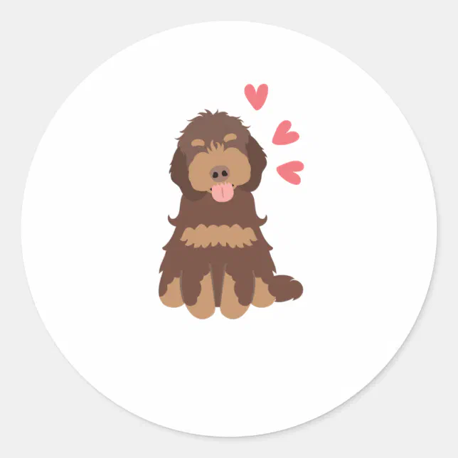 Love Chocolate Phantom Cockapoo Cavapoo Dog Classic Round Sticker | Zazzle
