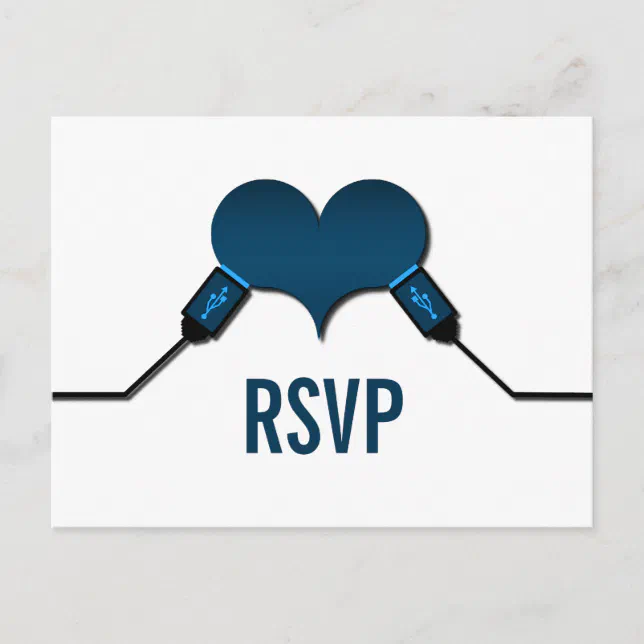 Love Connection USB RSVP Postcard, Blue Invitation Postcard | Zazzle