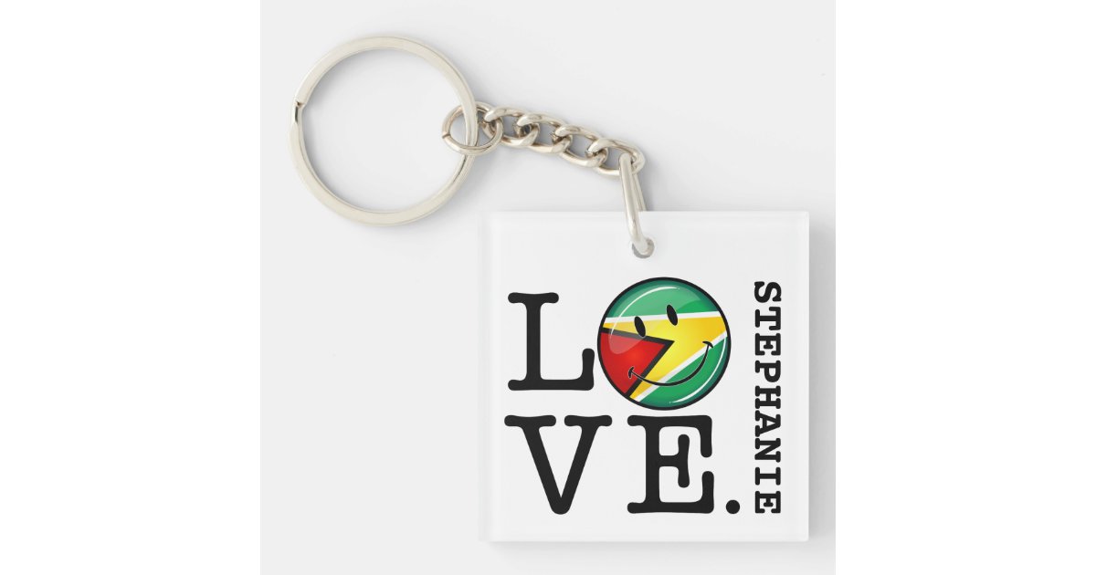 Love From Guyana Smiling Guyanese Flag Key Ring | Zazzle