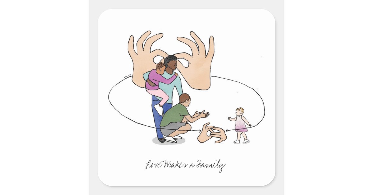 Love Makes a Family Adoption ASL Sticker | Zazzle