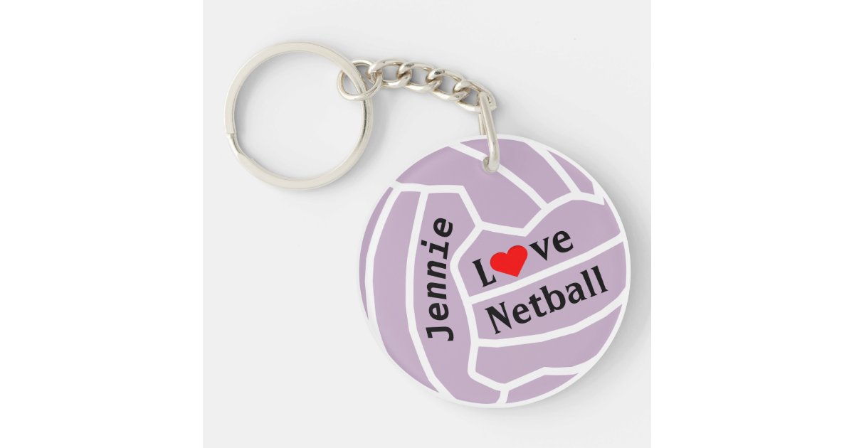 Love Netball Ball Personalised Key Ring | Zazzle