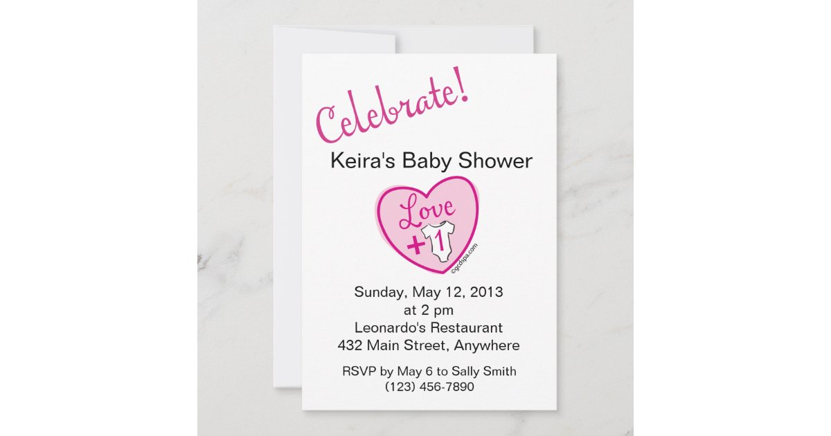 Love Plus One Baby Shower Invitation | Zazzle