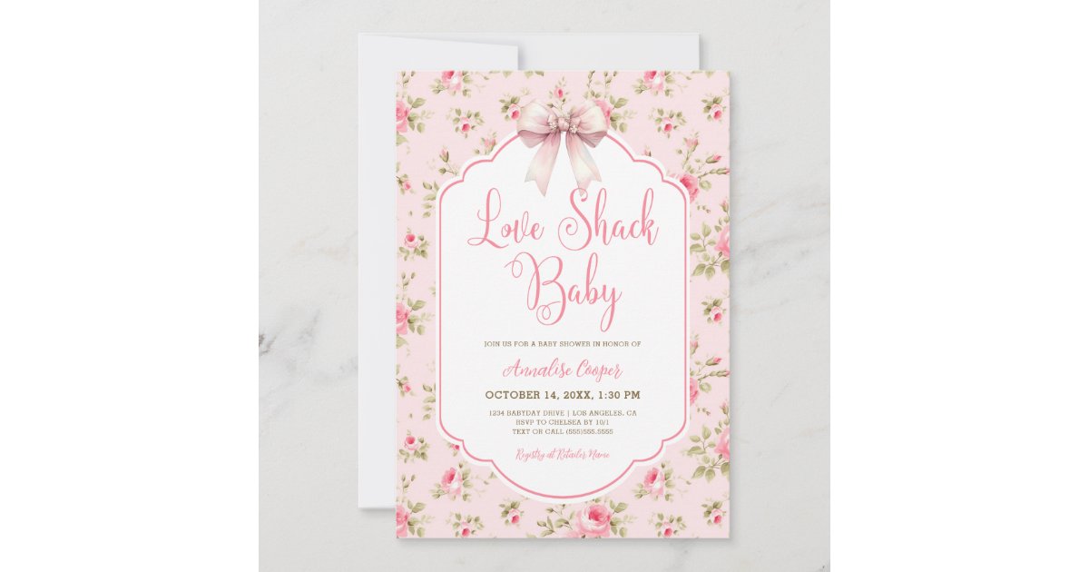 Love Shack Baby Girl Baby Shower Invitation | Zazzle