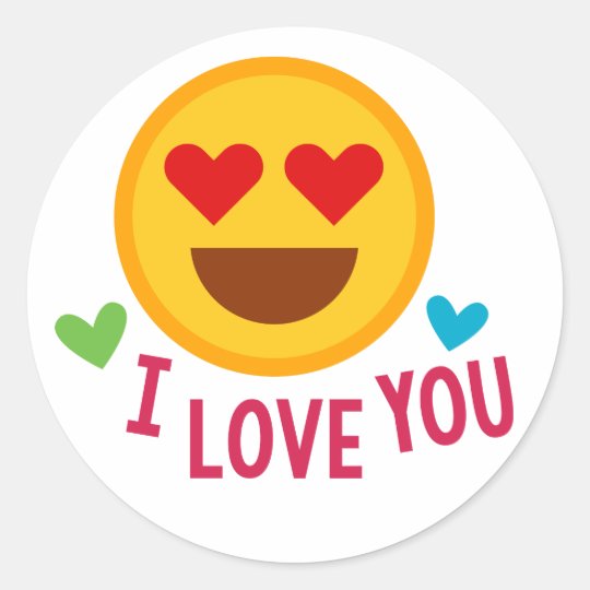 Love You Emoji Classic Round Sticker | Zazzle.co.uk