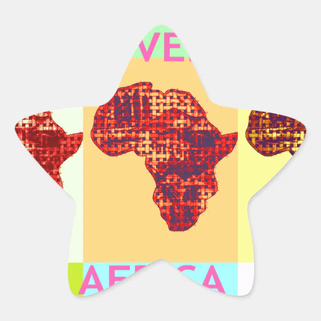 Lovely Colourful Africa Map Pop Pattern Art Desig Star Sticker | Zazzle