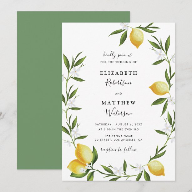 Lemon Wedding Invitations | Zazzle.co.uk
