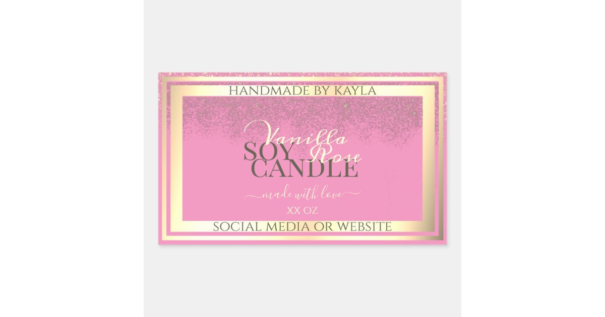 Lovely Pink Product Packaging Labels Gold Frame | Zazzle