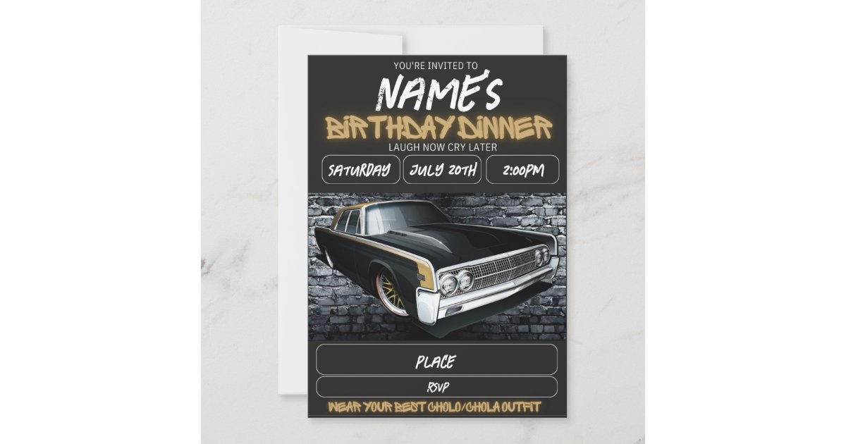 Lowrider Birthday Invitation, Chicano 90s Birthday Invitation | Zazzle