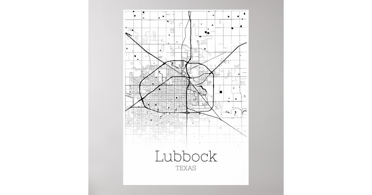 Lubbock Map - Texas - City Map Poster | Zazzle