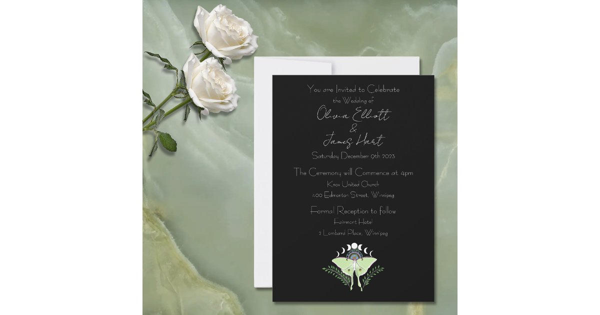 Luna Moth Moon Phases Invitation | Zazzle