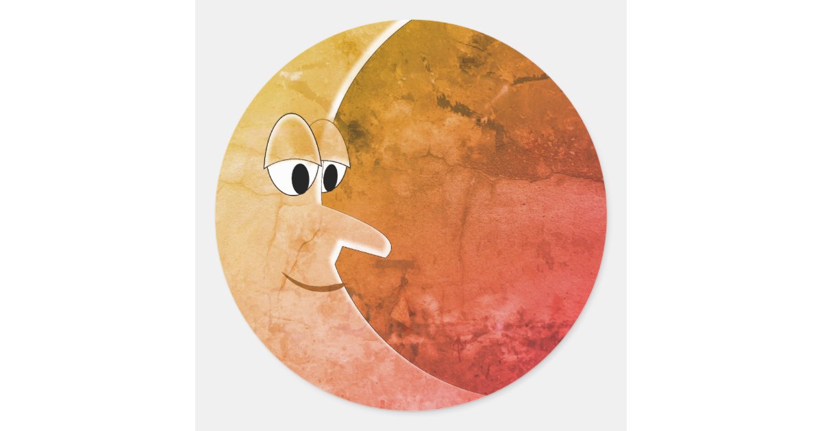 Luna Vintage Moon Drawing Classic Round Sticker | Zazzle