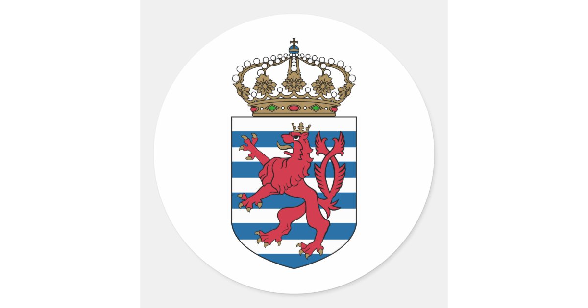 luxembourg emblem classic round sticker | Zazzle