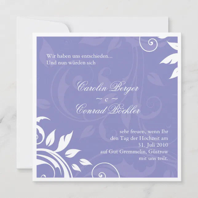 Luxurious Wedding Invitation - German Text 2 | Zazzle