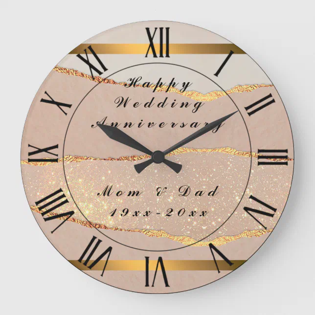Luxury Customise Glitter Rose Gold Large Clock | Zazzle